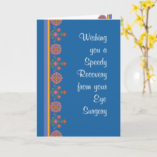 Get Well from Eye Surgery Rangoli Border, Blue Card | Zazzle