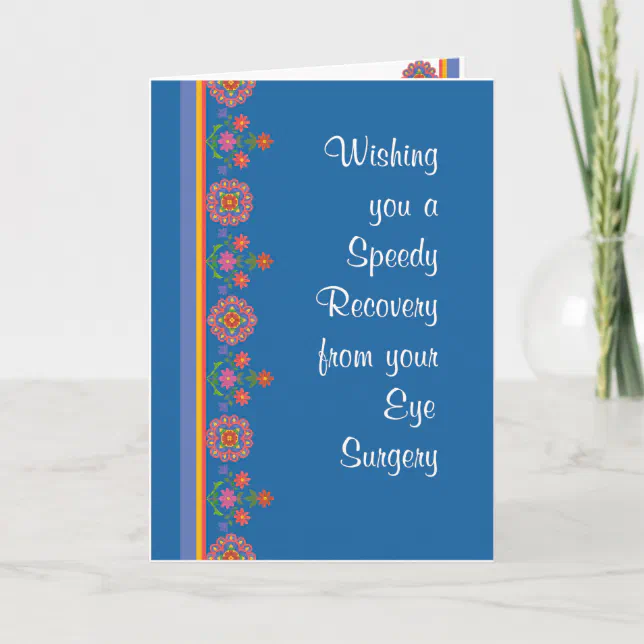 Get Well from Eye Surgery Rangoli Border, Blue Card | Zazzle