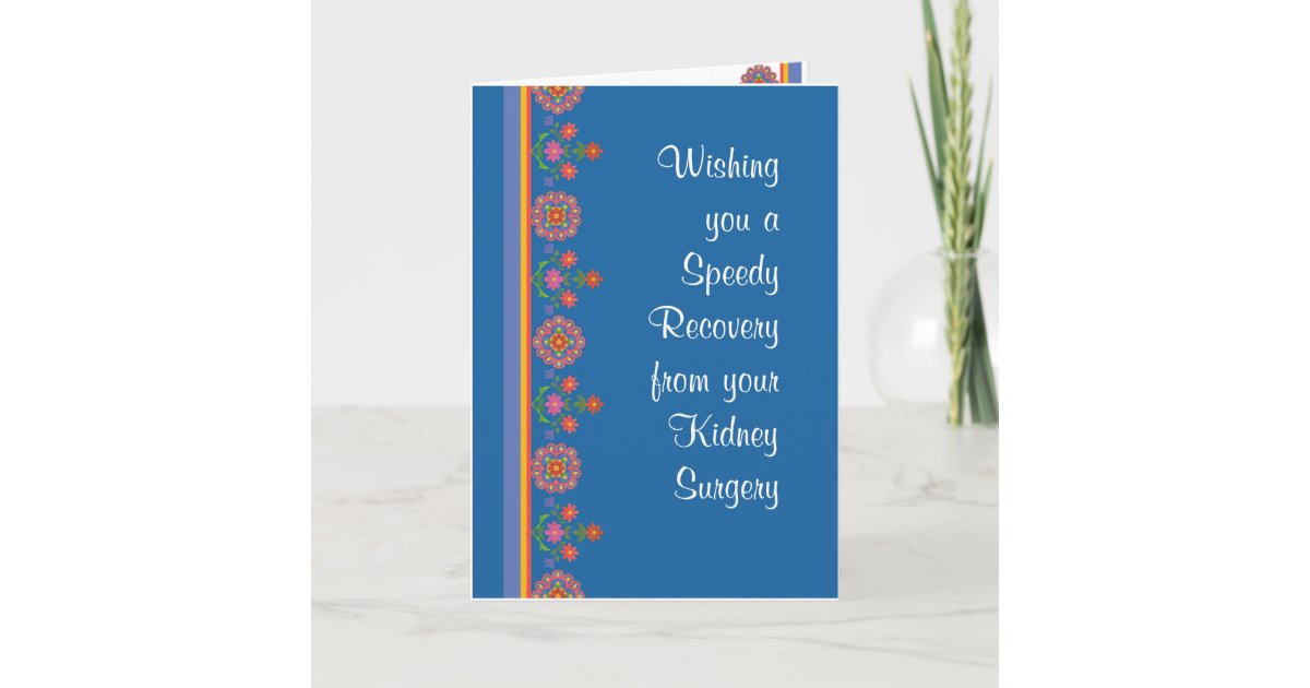Get Well from Kidney Surgery Rangoli Border Blue Card | Zazzle