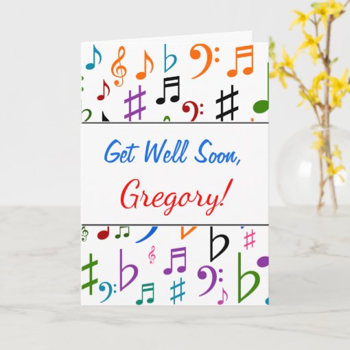 Get Well + Many Colorful Music Notes and Symbols | Zazzle