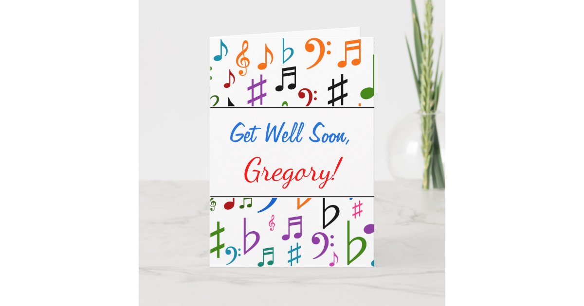 Get Well + Many Colorful Music Notes and Symbols | Zazzle