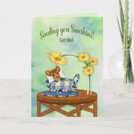 Get Well - Mouse in Tea Cup Resting Card | Zazzle