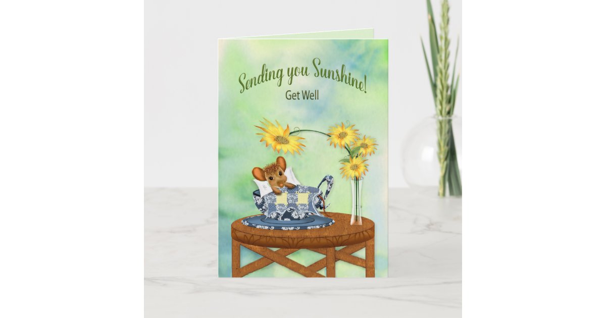 Get Well - Mouse in Tea Cup Resting Card | Zazzle