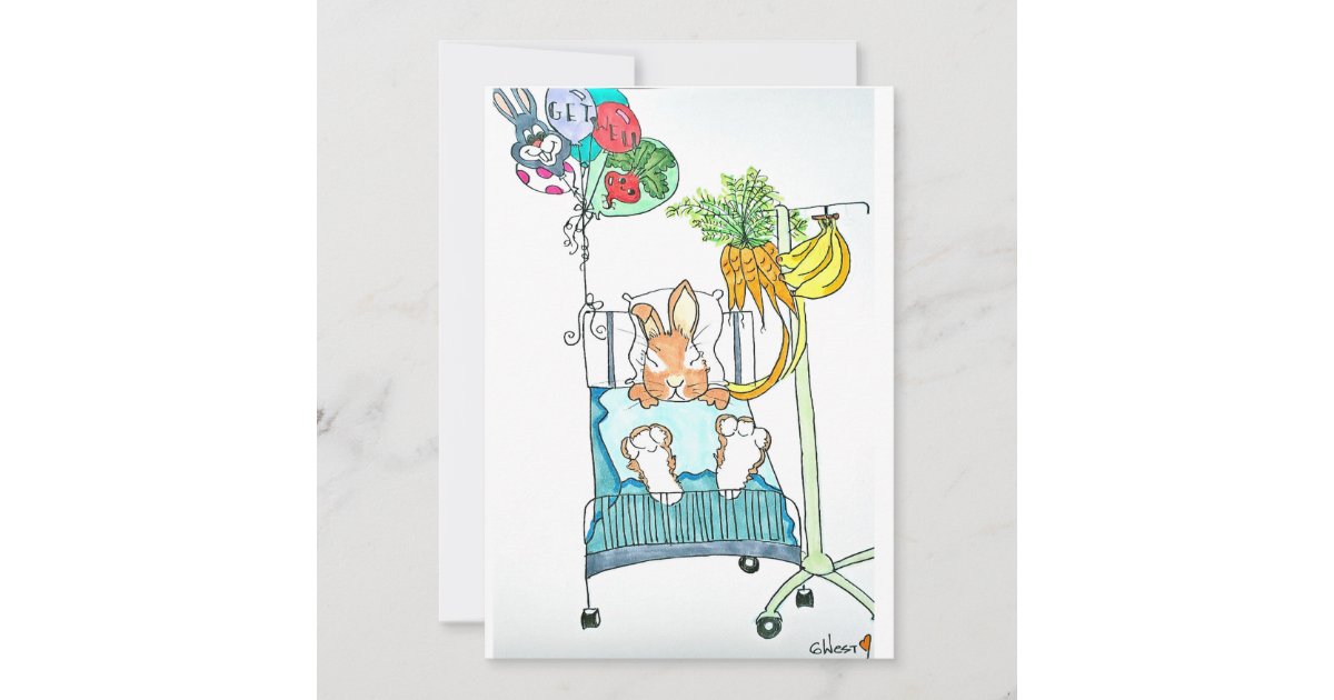 Get Well Rabbit Card | Zazzle