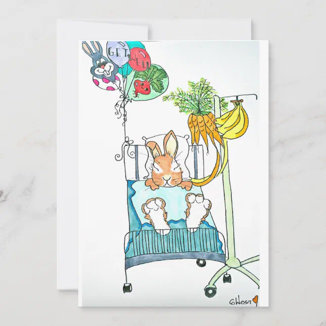 Get Well Rabbit Card | Zazzle