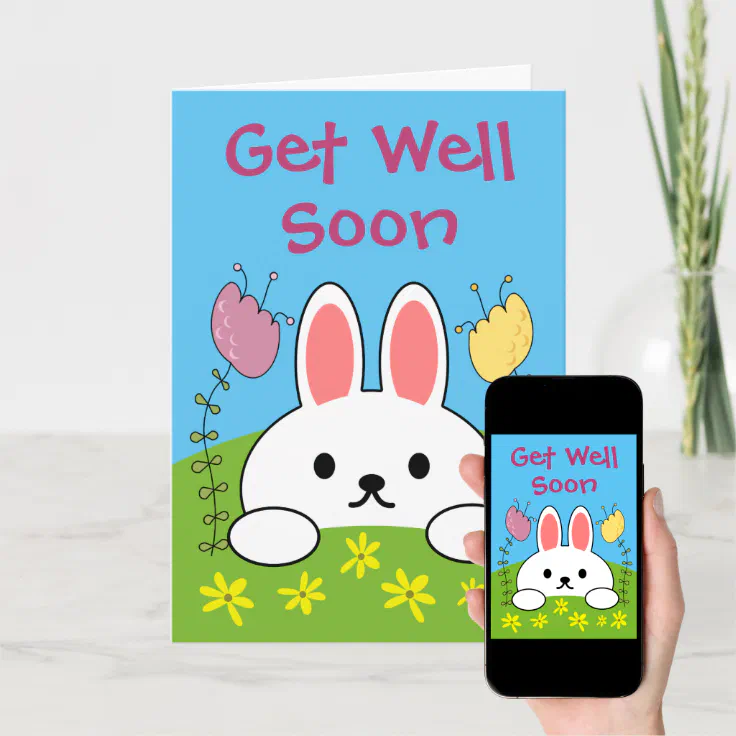 Get Well Soon Bunny Rabbit Card | Zazzle