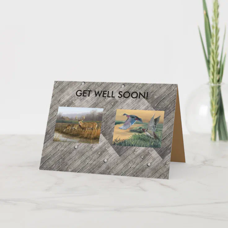 Get Well Soon Card with deer and ducks | Zazzle