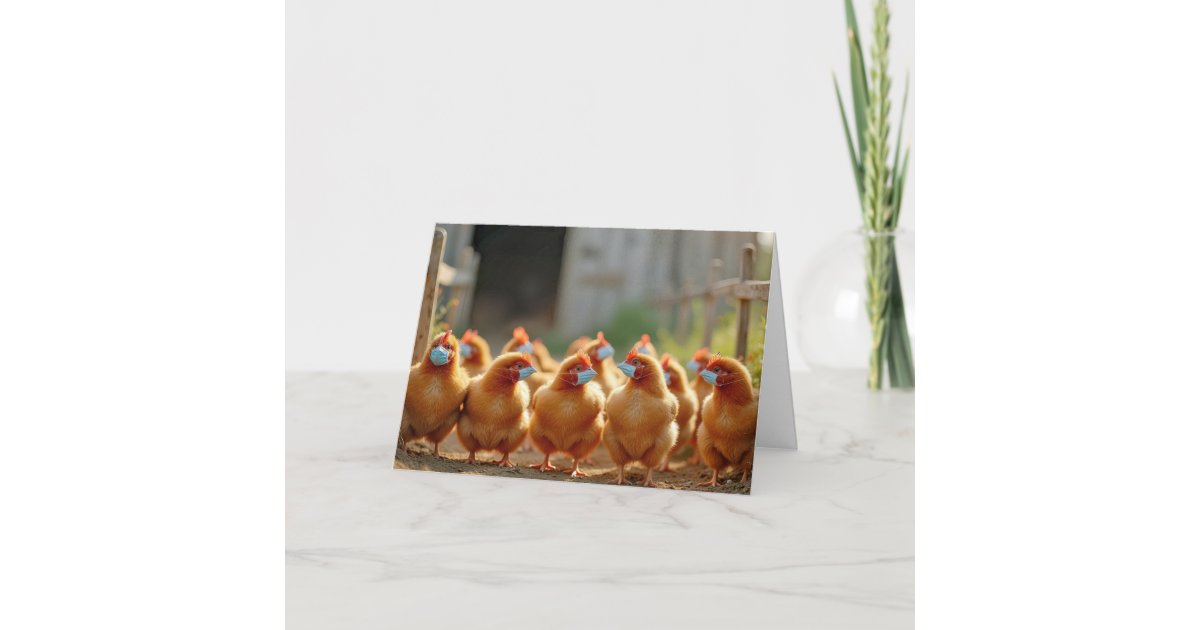 Get Well Soon Chicken With Masks Card | Zazzle