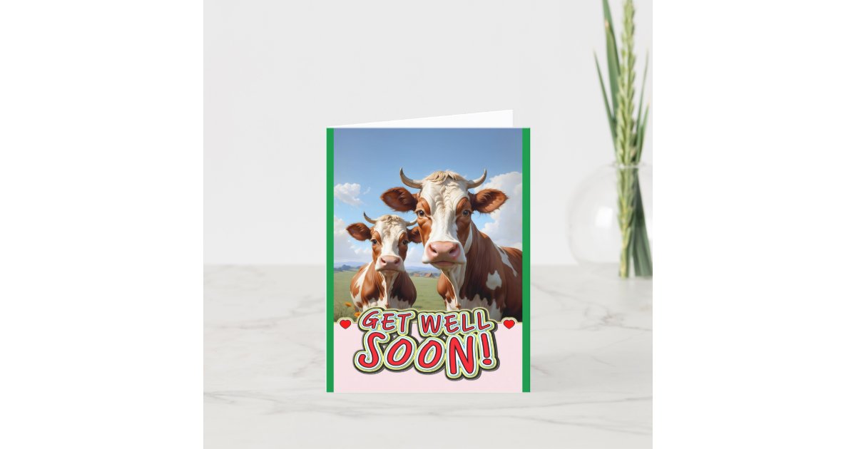 get well soon cows thank you card | Zazzle