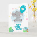 Get Well Soon Cute Cartoon Elephant Greeting Card | Zazzle
