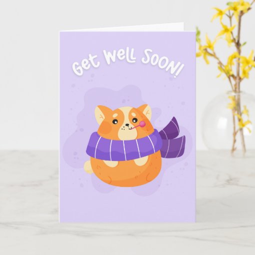 Get Well Soon Cute Cartoon Fat Fox Greeting Card | Zazzle