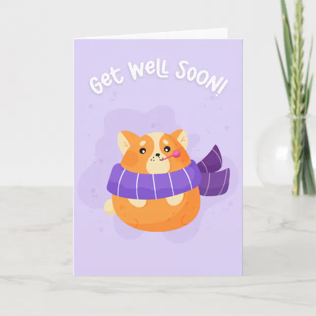 Get Well Soon Cute Cartoon Fat Fox Greeting Card | Zazzle