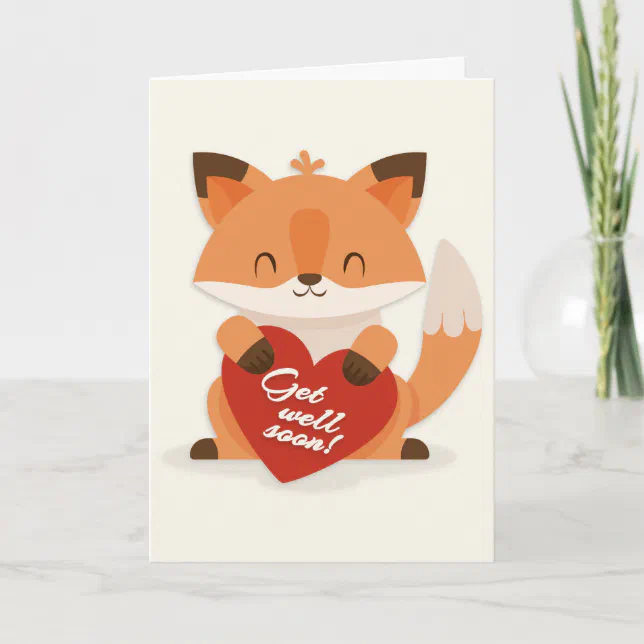 Get Well Soon Cute Cartoon Fox Greeting Card | Zazzle