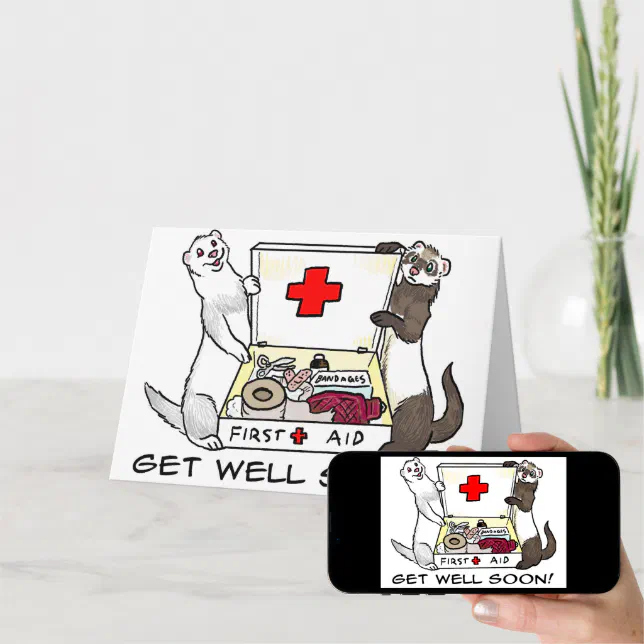 Get Well Soon ferret card | Zazzle
