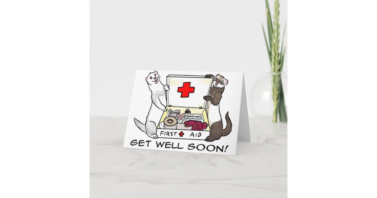 Get Well Soon ferret card | Zazzle