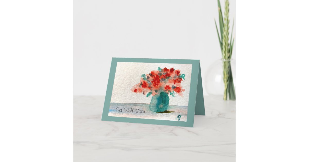 Get Well Soon Greeting Card with Watercolor Floral | Zazzle