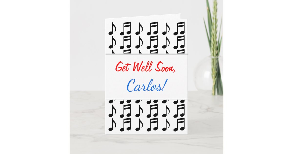 "Get Well Soon" + Grid of Musical Notes | Zazzle