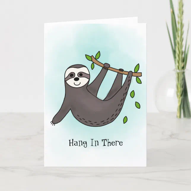 Get Well Soon Hang In There Encouragement Sloth Thank You Card | Zazzle
