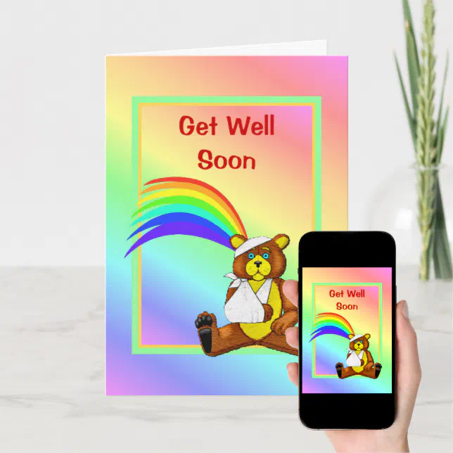 Get Well Soon Injured Bear Card | Zazzle