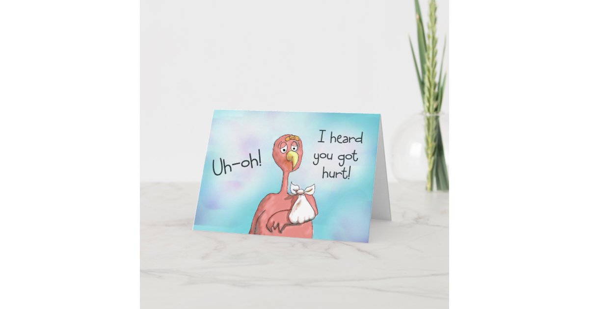 Get Well Soon Injury Pink Flamingo Card | Zazzle
