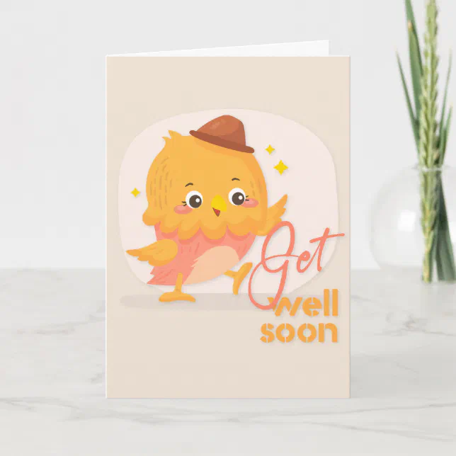 Get Well Soon Lovely Cartoon Chicken Greeting Card | Zazzle