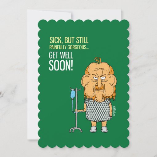 Get well soon - man cartoon green card | Zazzle