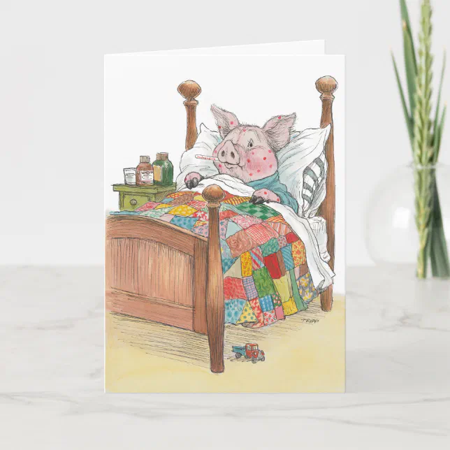 Get Well Soon Measles Pig Card | Zazzle