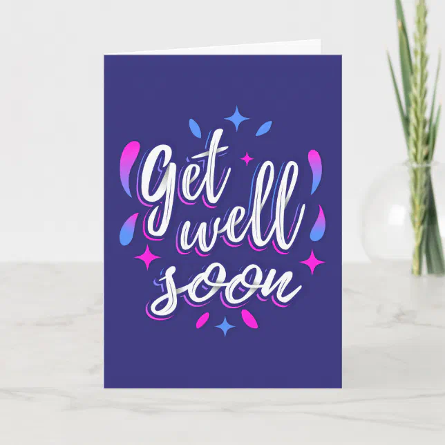 Get Well Soon Modern Blue and White Typography Card | Zazzle