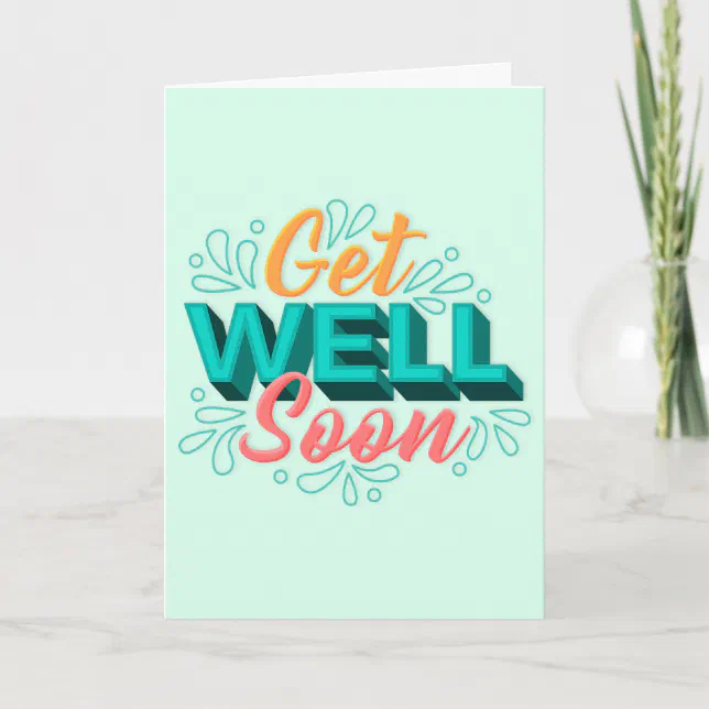 Get Well Soon Modern Green and Yellow Typography Card | Zazzle
