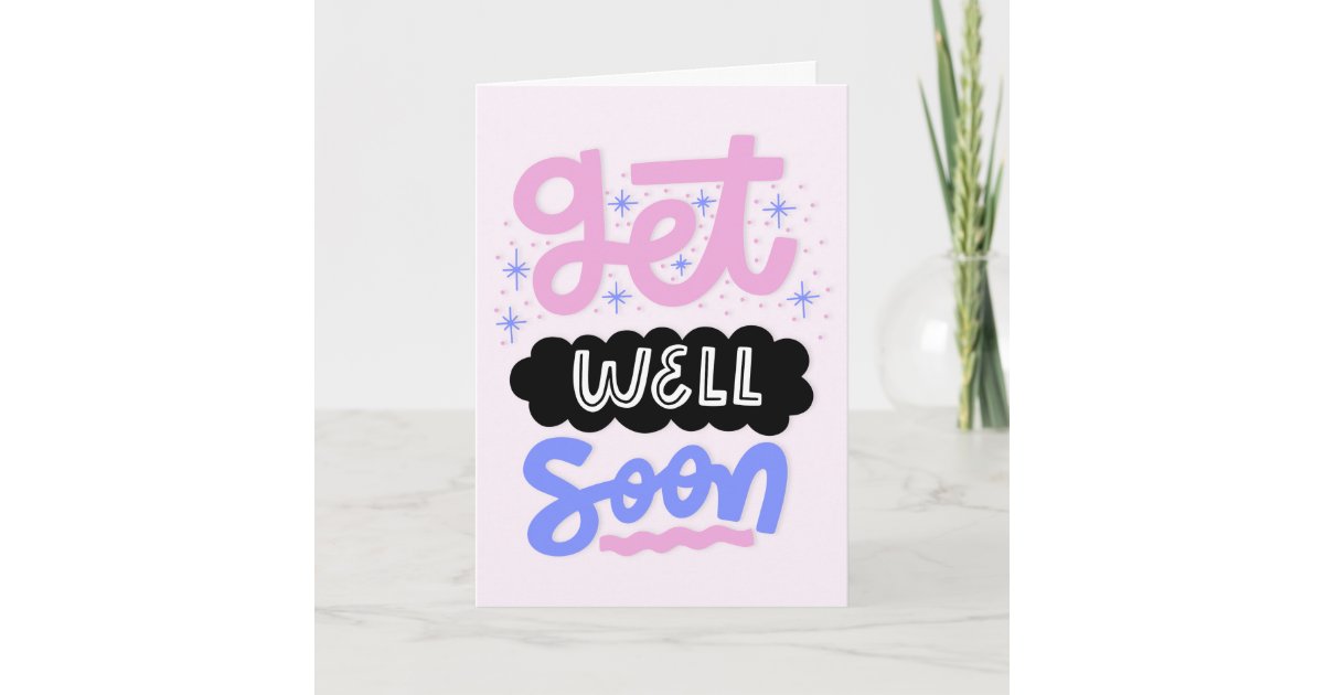 Get Well Soon Modern Soft Pink Typography Greeting Card | Zazzle