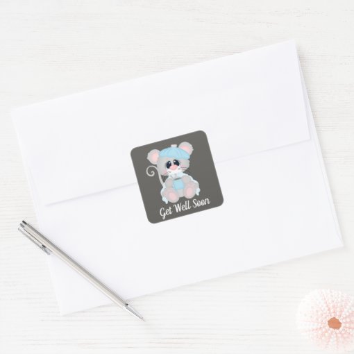 Get well soon mouse add message sticker | Zazzle