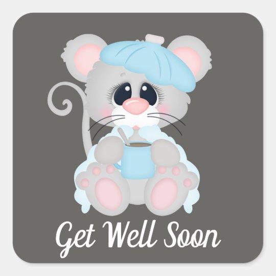 Get well soon mouse add message sticker | Zazzle.com