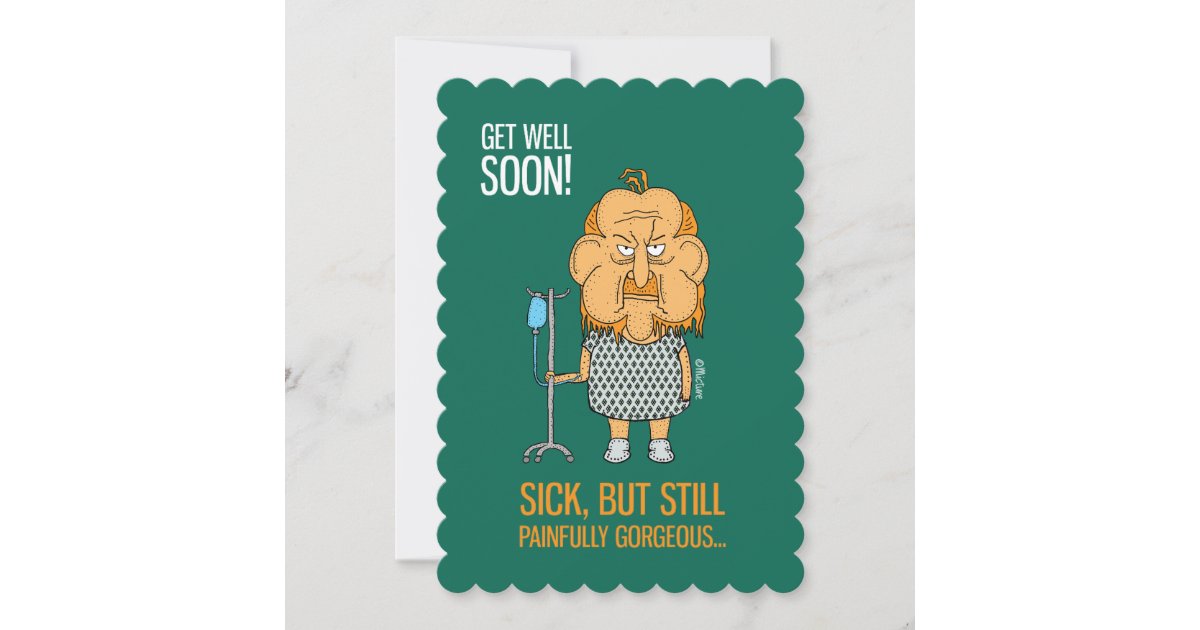 Get well soon - old man with hospital gown card | Zazzle