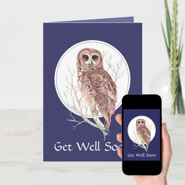 Get Well Soon Owl, Bird, Nature, Wildlife Card | Zazzle