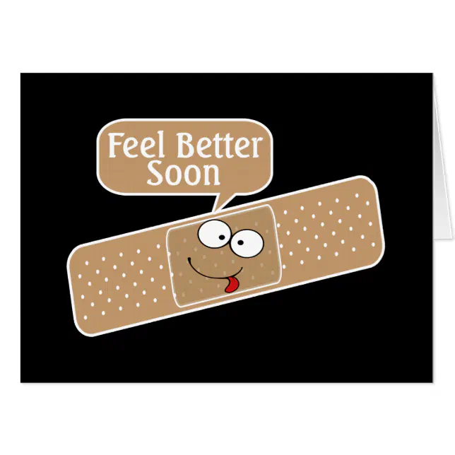 Get Well Soon Plaster And Funny Face Card | Zazzle