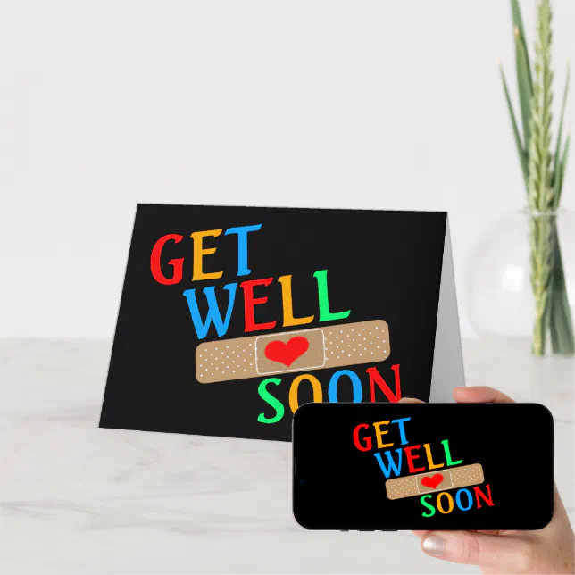 Get Well Soon Plaster And Heart Card | Zazzle