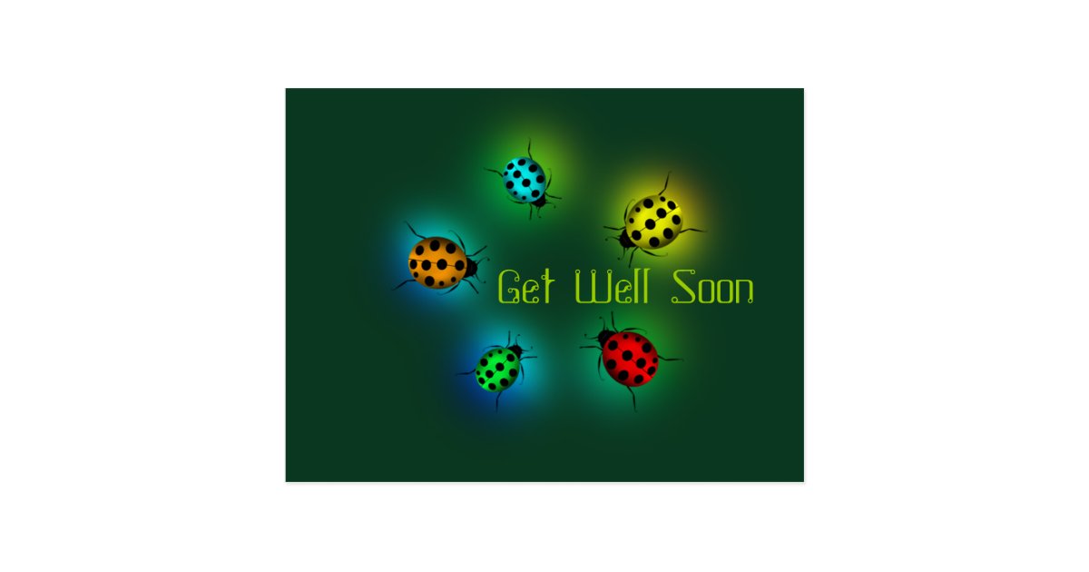 Get Well Soon Pretty Ladybugs Postcard | Zazzle.com