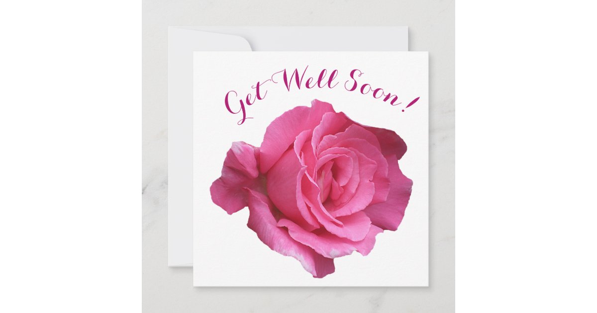 Get well soon pretty pink rose beautiful floral holiday card | Zazzle