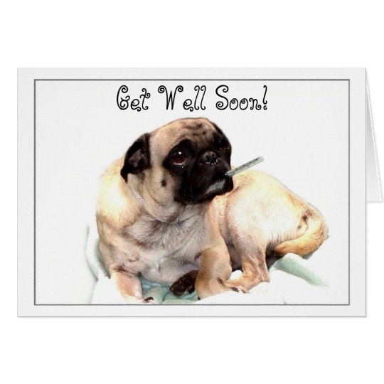 Get Well Soon pug greeting card | Zazzle.com