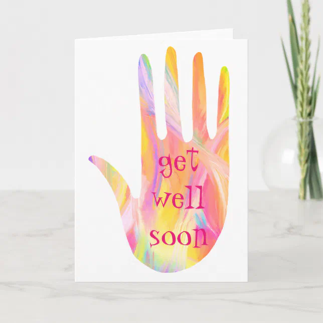 Get Well Soon RAINBOW HAND Customize it! Card | Zazzle