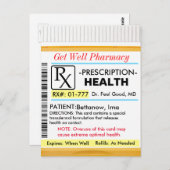 Get Well Soon RX for Health Postcard | Zazzle