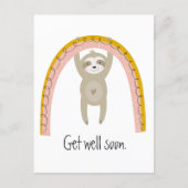 Get Well Soon Sloth and Rainbow Postcard | Zazzle