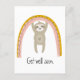 Get Well Soon Sloth and Rainbow Postcard | Zazzle