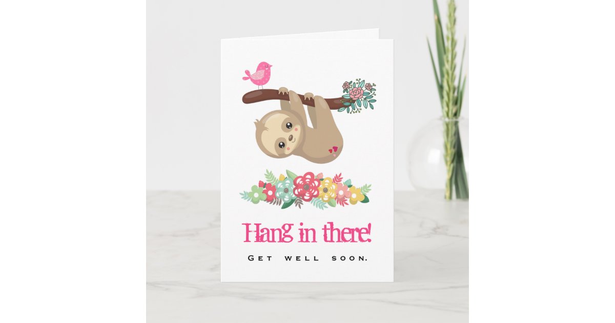 Get Well Soon Sloth hanging Upside Down Card | Zazzle