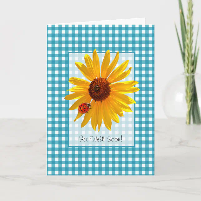 Get Well Soon Summer Sunflower And Ladybug Card | Zazzle