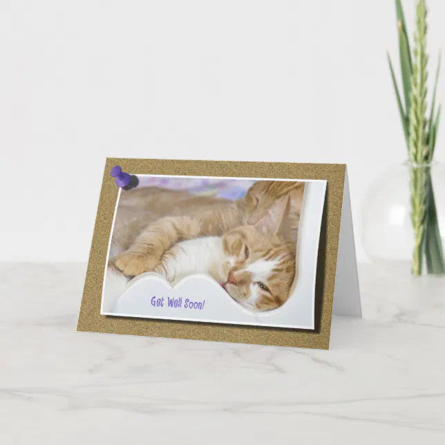 Get Well Soon Tabby Card | Zazzle