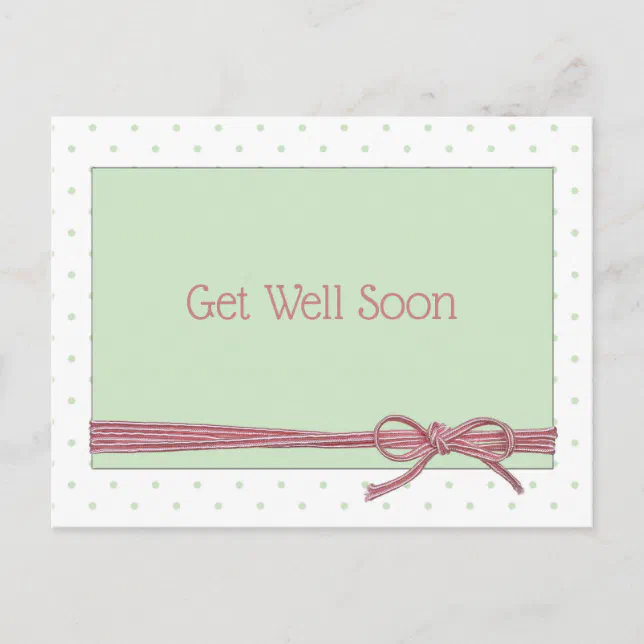 Get Well Soon Tied with a Bow Postcard | Zazzle