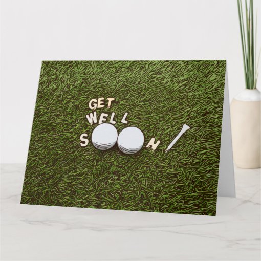 Get well soon to golfer with golf ball and tee card | Zazzle