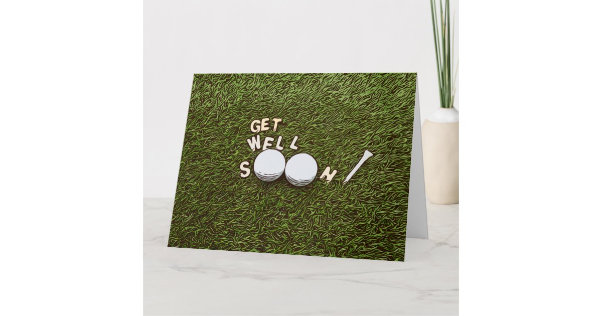 Get well soon to golfer with golf ball and tee card | Zazzle