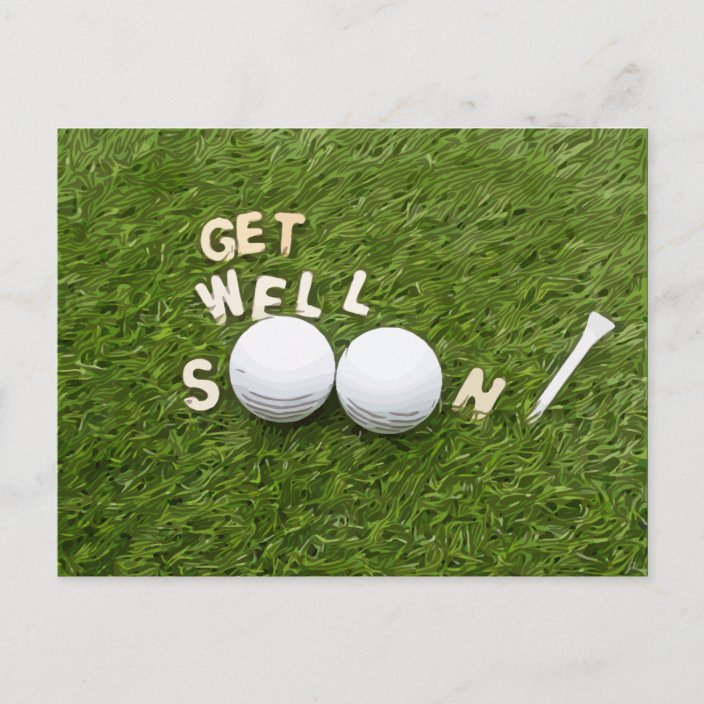 Get well soon to golfer with golf ball and tee postcard | Zazzle.com